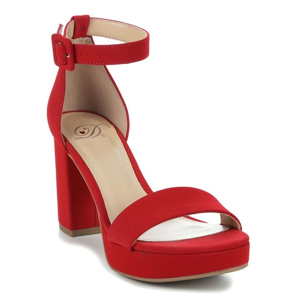 Shoes | New Red Ankle Strap Single Band Platform Chunky Heel Dress ...